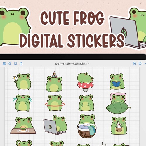 Frog Digital Stickers Froggie Goodnotes Stickers Work | Etsy