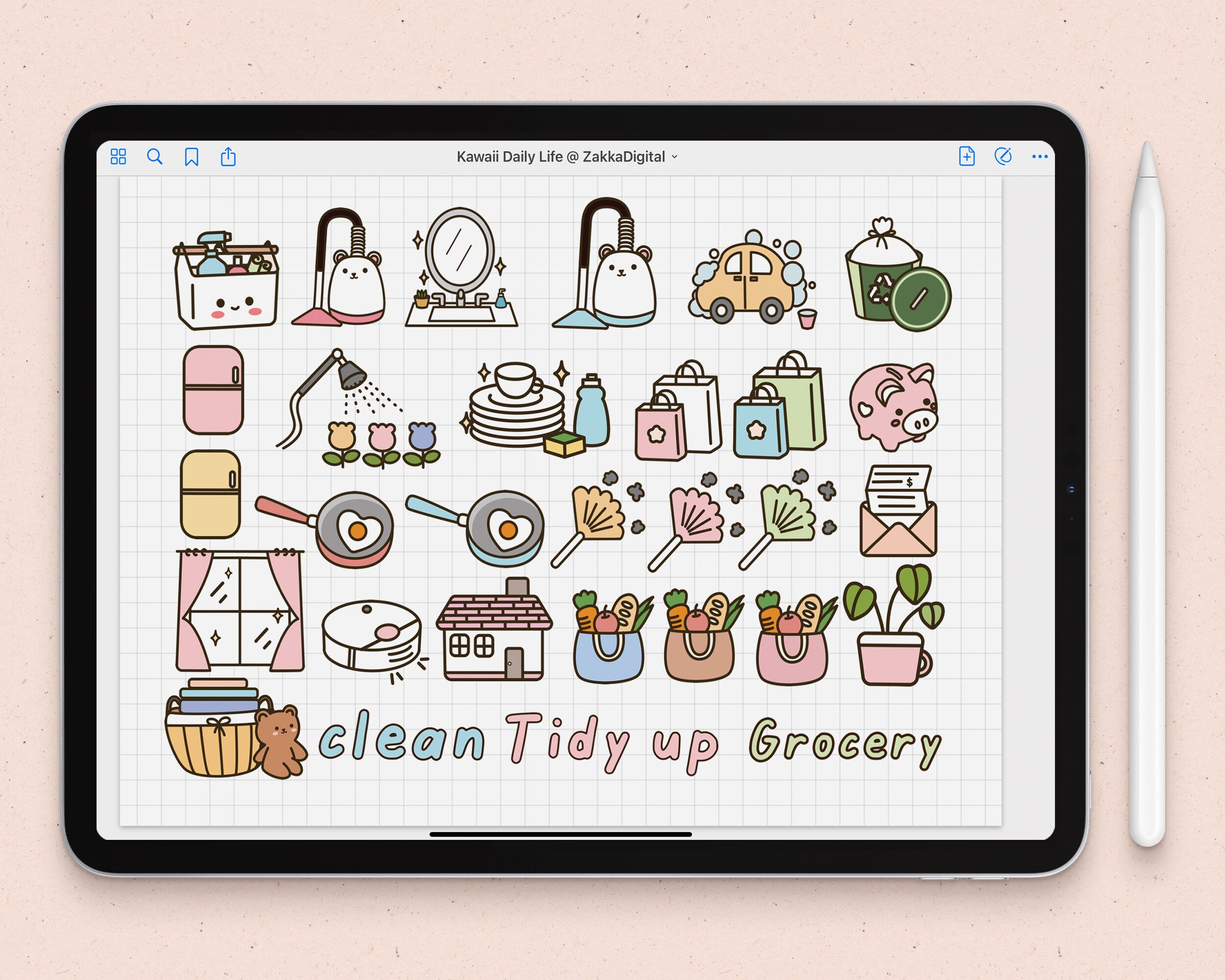 Cute Daily Icon Digital Stickers | Goodnotes Stickers | School | Work ...