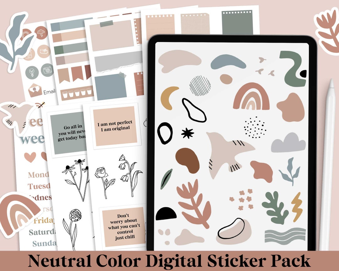 Neutral Color Goodnote Stickers | Earth Tone Digital Planner Stickers ...