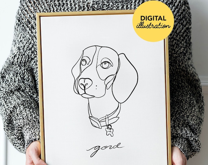 Custom Pet Line Drawing, Single Line Pet Portrait, Digital Portrait ...