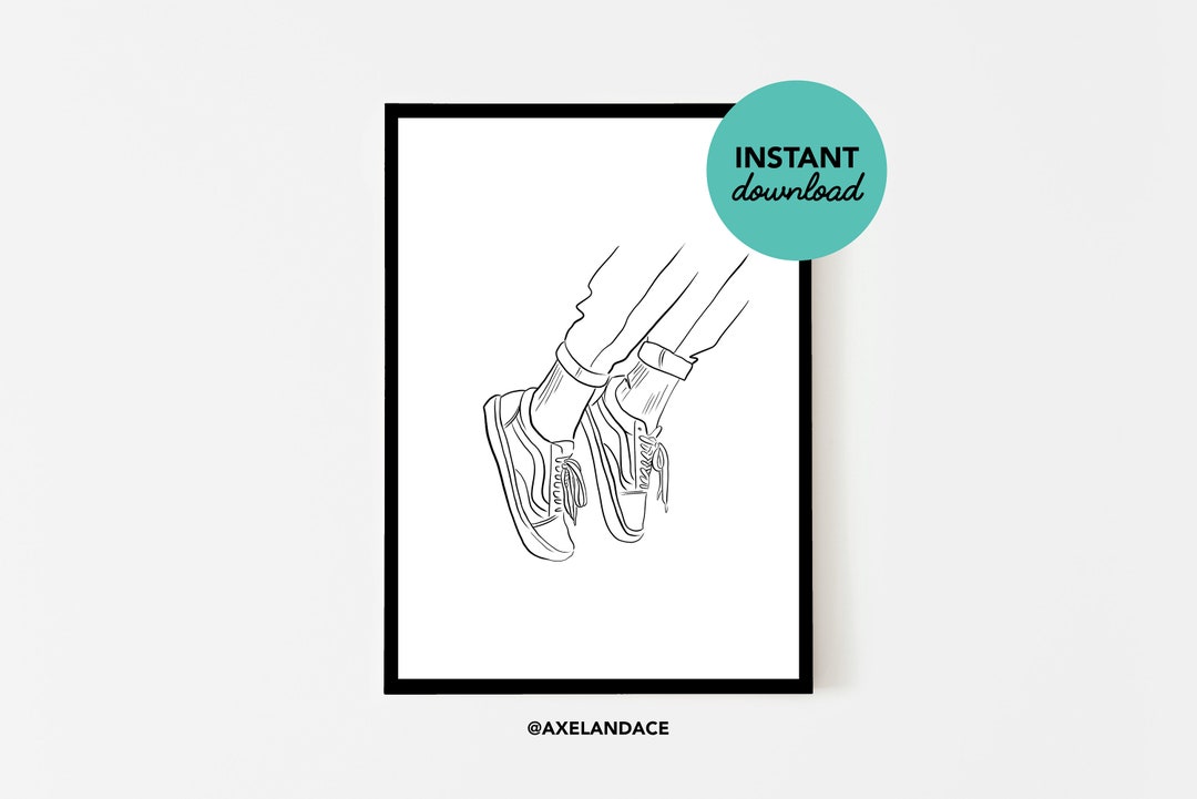 VANS Old Skool Print, Line Drawing Print, Sneaker Print, VANS Shoe Art ...