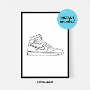 AIR JORDAN Print, Line Drawing Print, Sneaker Print, Air Jordan 1 Art ...