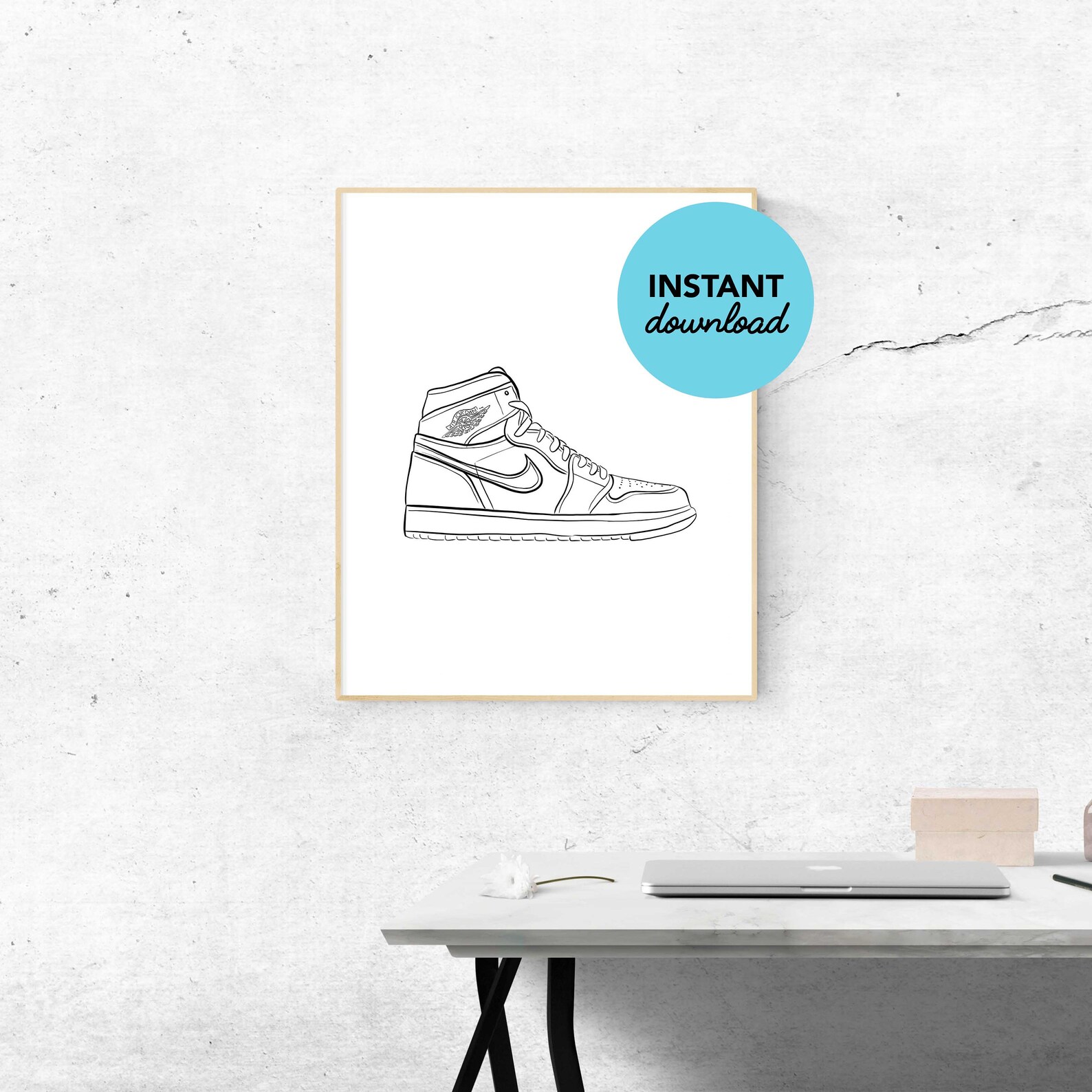 AIR JORDAN Print, Line Drawing Print, Sneaker Print, Air Jordan 1 Art ...