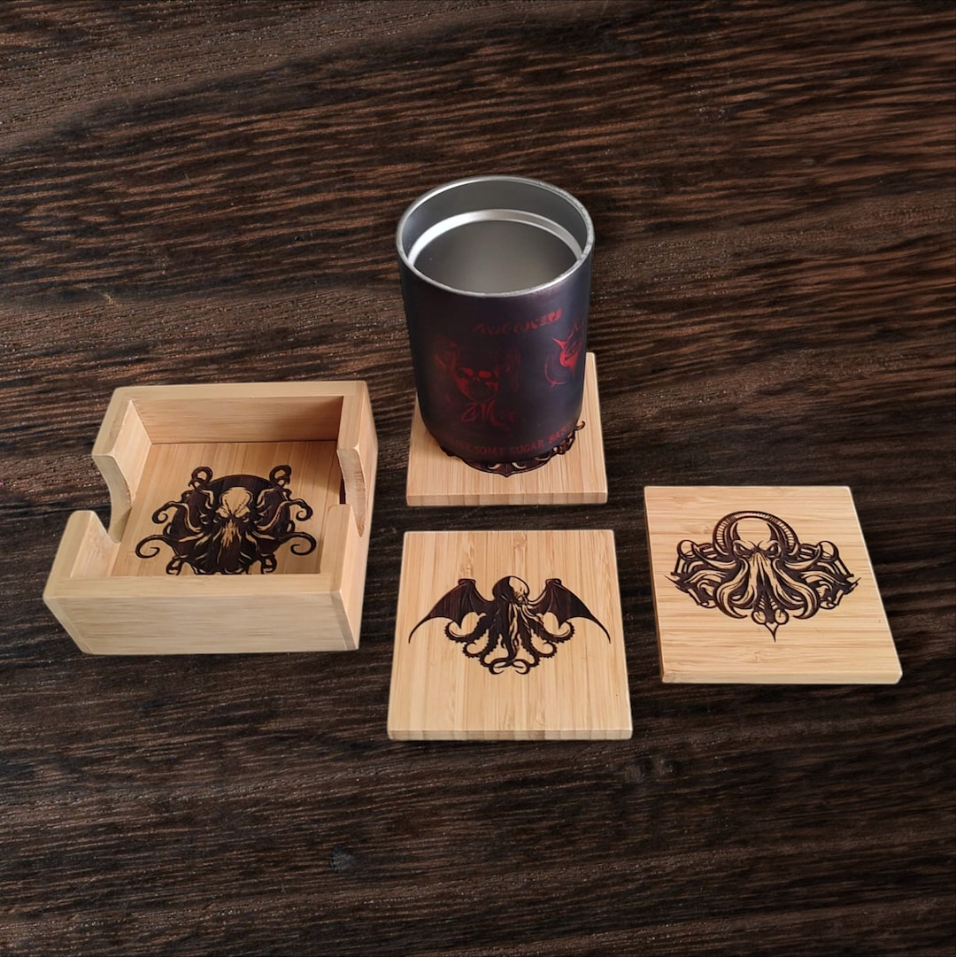 Cthulhu Custom Coasters - Set of 4 / Housewarming Gift, Engraved ...