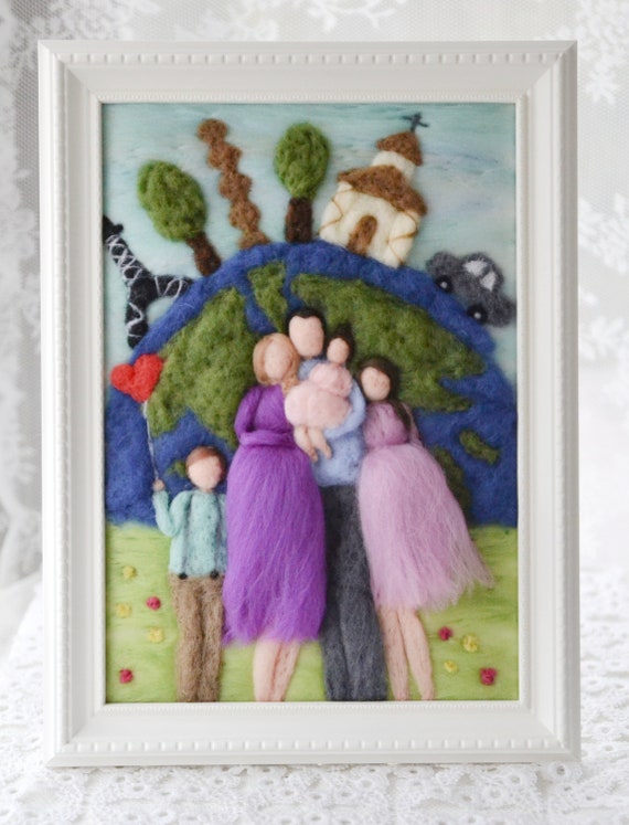 Custom Made Felted Family Portrait Traveling Lovers Waldorf | Etsy