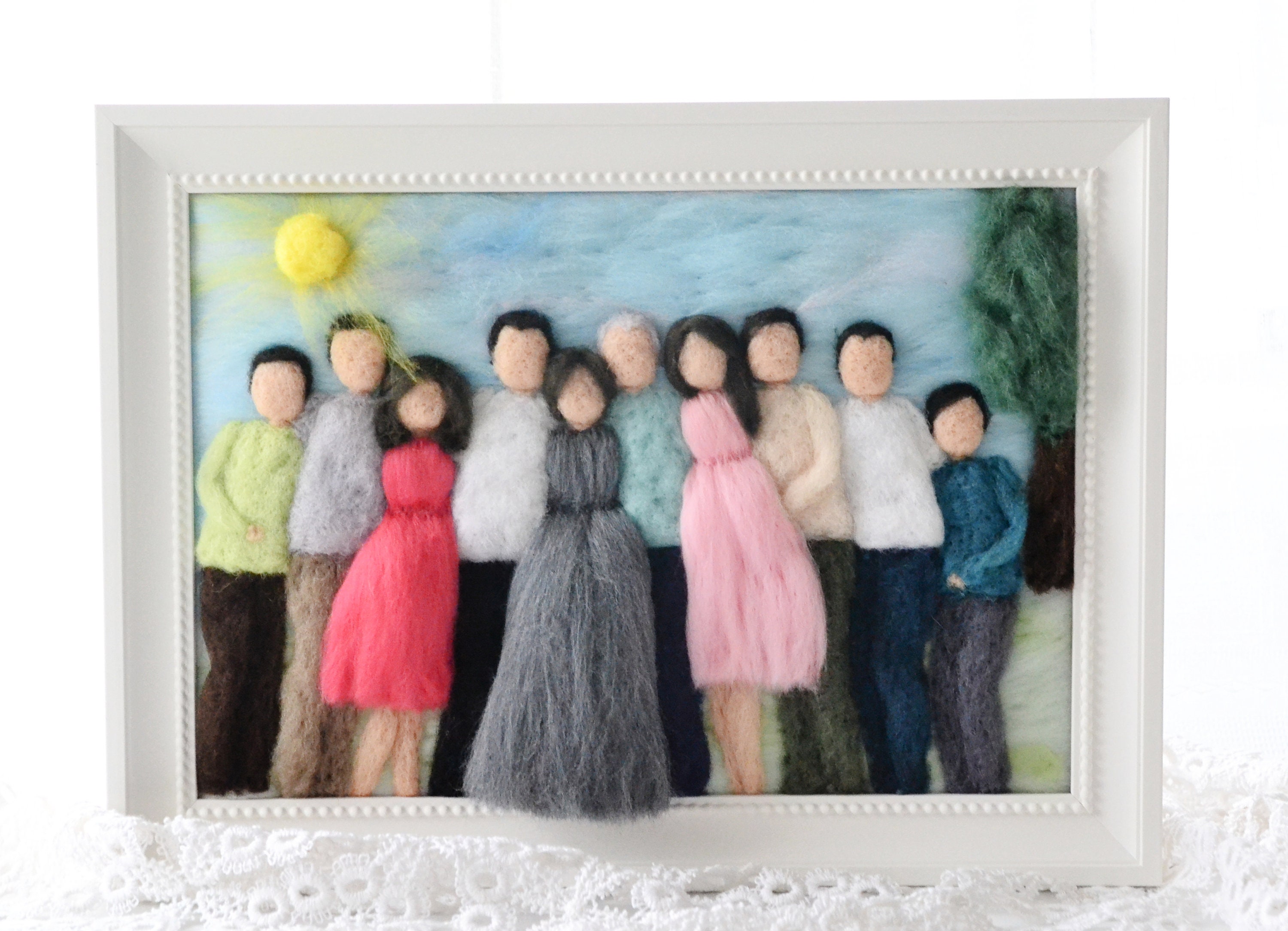Needle felted custom wool family portrait custom portrait | Etsy