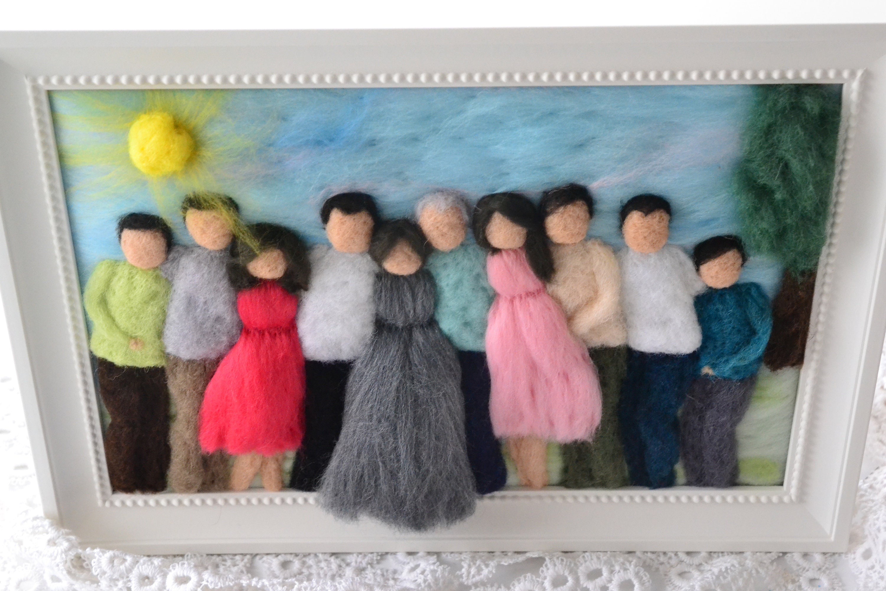 Needle felted custom wool family portrait custom portrait | Etsy