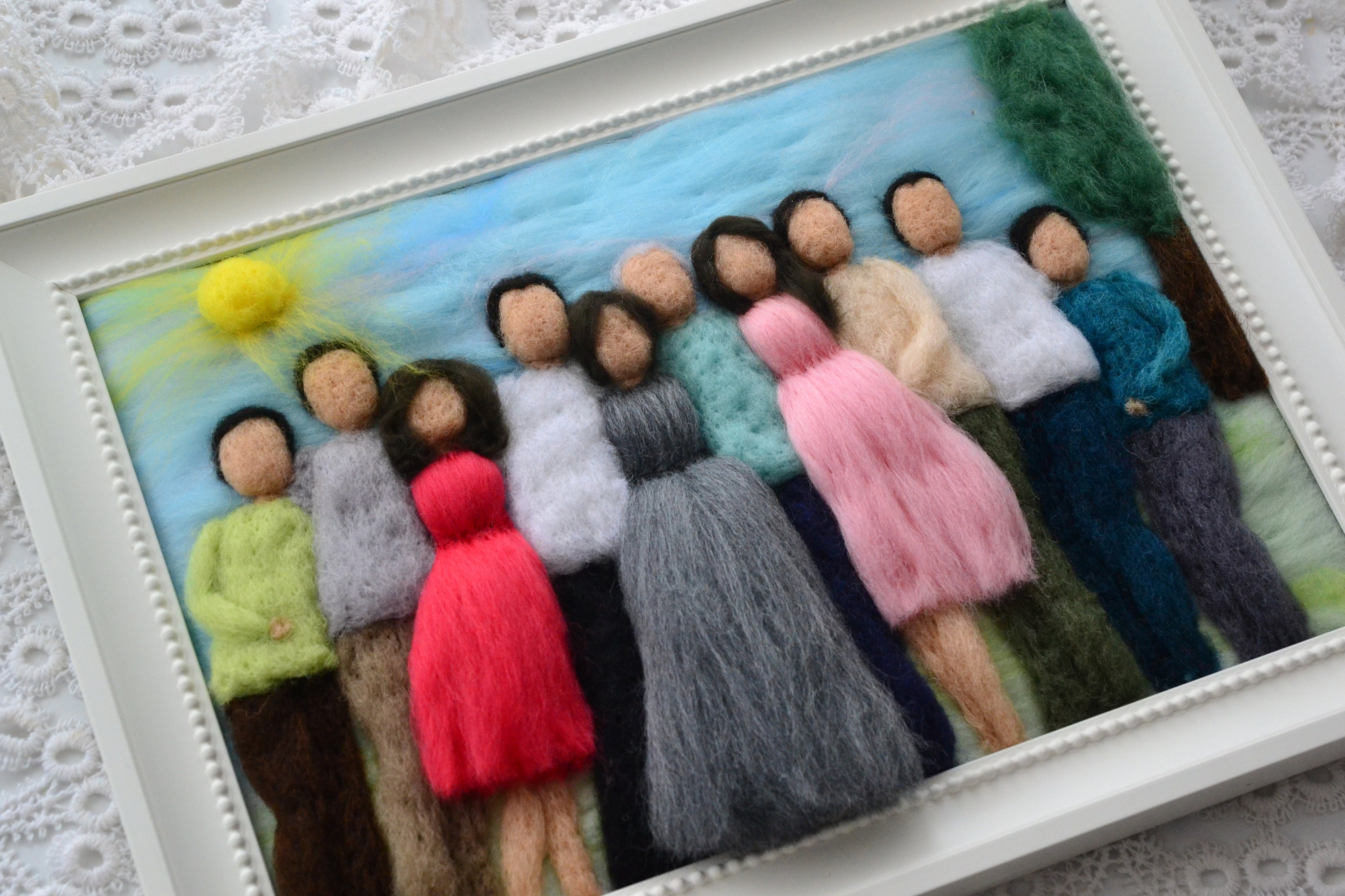 Needle felted custom wool family portrait custom portrait | Etsy