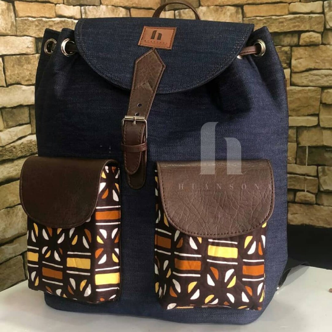 African Print Backpack. Ankara and Denim Bag. African Print Bag. Jeans ...