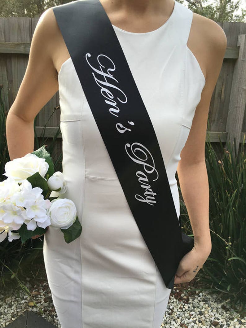 BLACK WHITE Hens Sash Hen Sash Bride to Be Sash Bridal | Etsy