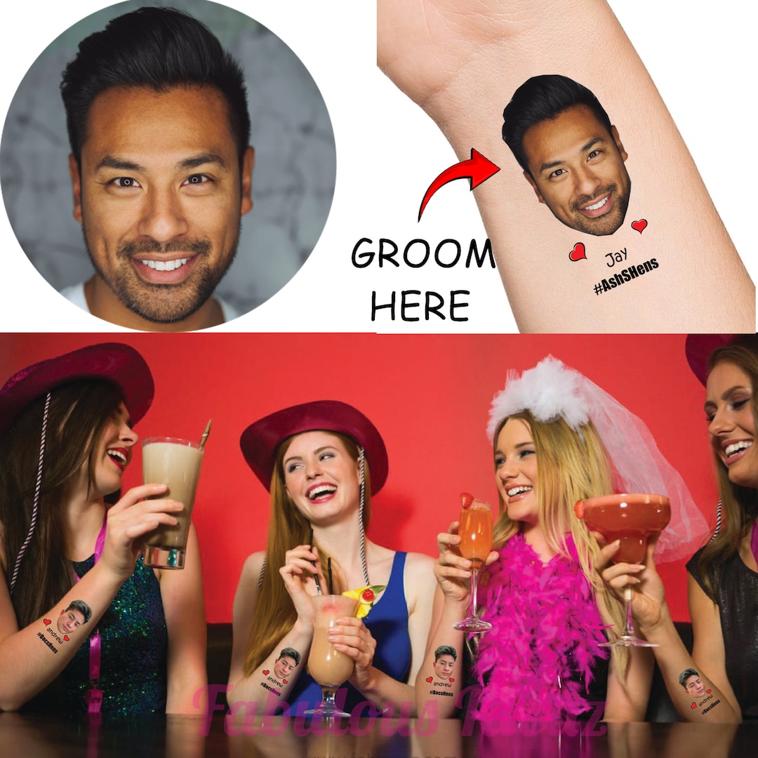 Bachelorette Party Tattoos -custom Made Groom Face Tattoos- Hens Party ...