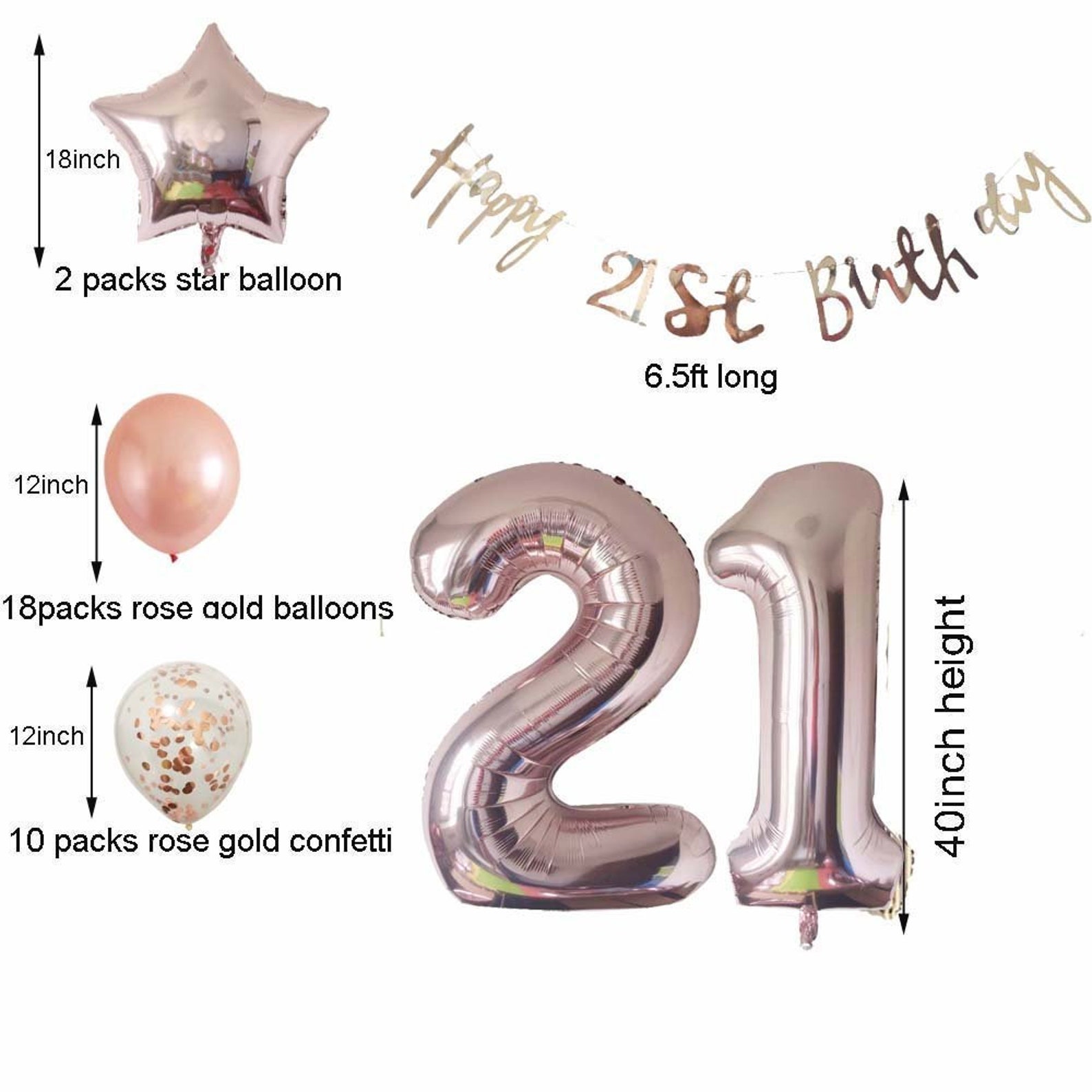 Ultimate 21st Rose Gold Twenty First Birthday Pack 21 Garland - Etsy