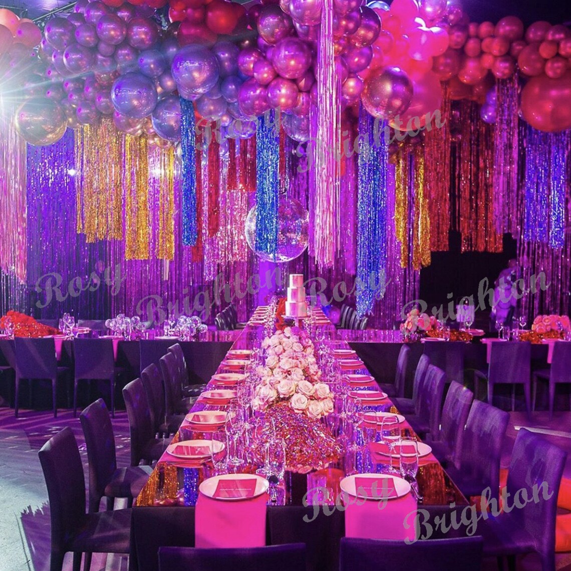 1m X 1m Metallic Foil Tinsel Curtain Party Backdrop Decor - Etsy Australia