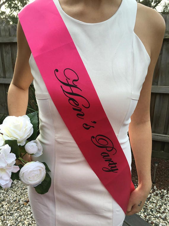 HOT PINK Hens Sash - Hen Sash - Bride to Be Sash - Bridal Shower ...