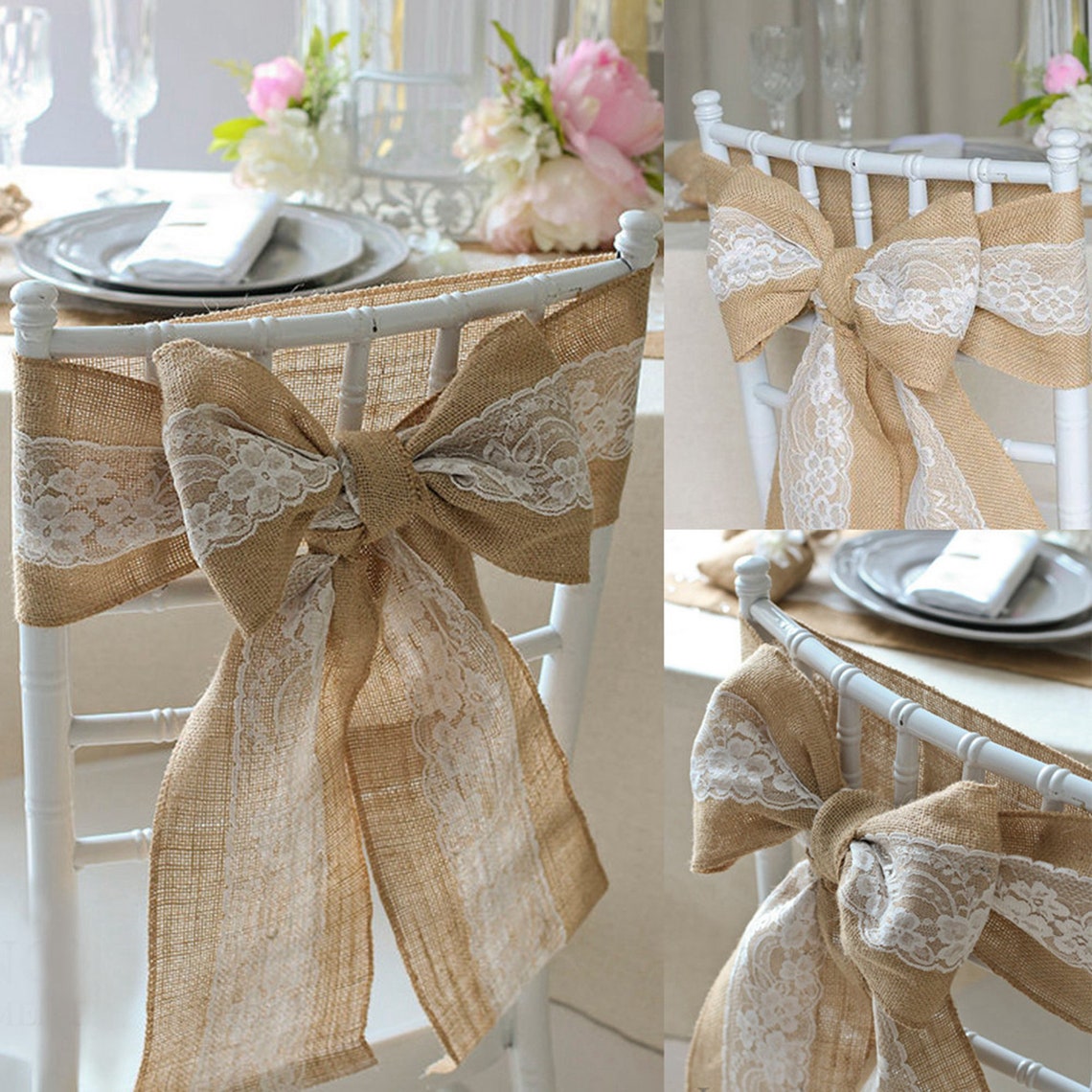 Hessian Chair Sash Burlap 6" X 95" / 15cm X 2.4m Decoration Wedding ...