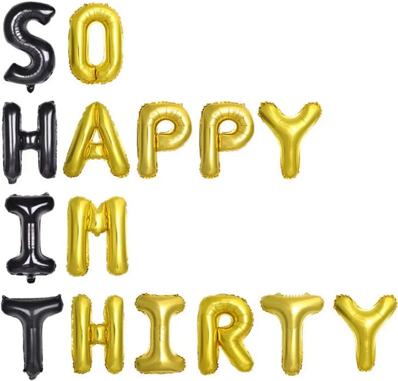 30th Birthday Party Letter Balloons so Happy Im Thirty - Etsy