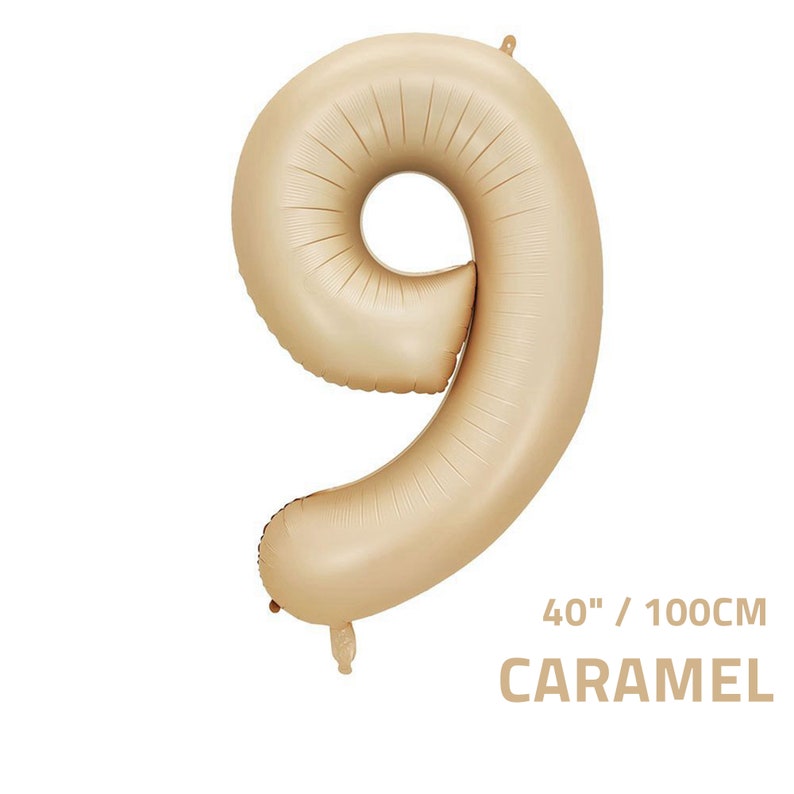 40" Caramel & Cream Jumbo Foil Numbers Helium Balloon 100CM Birthday ...