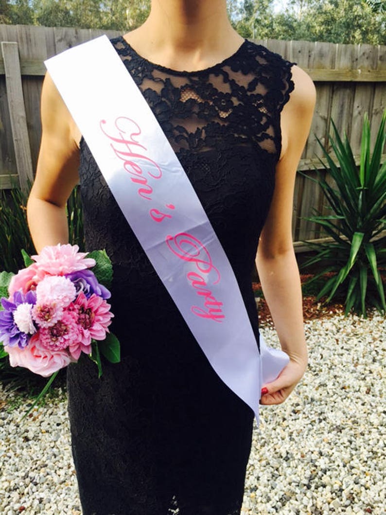 Pink on White Hens Sash - Hen Sash - Bride to Be Sash - Bridal Shower ...