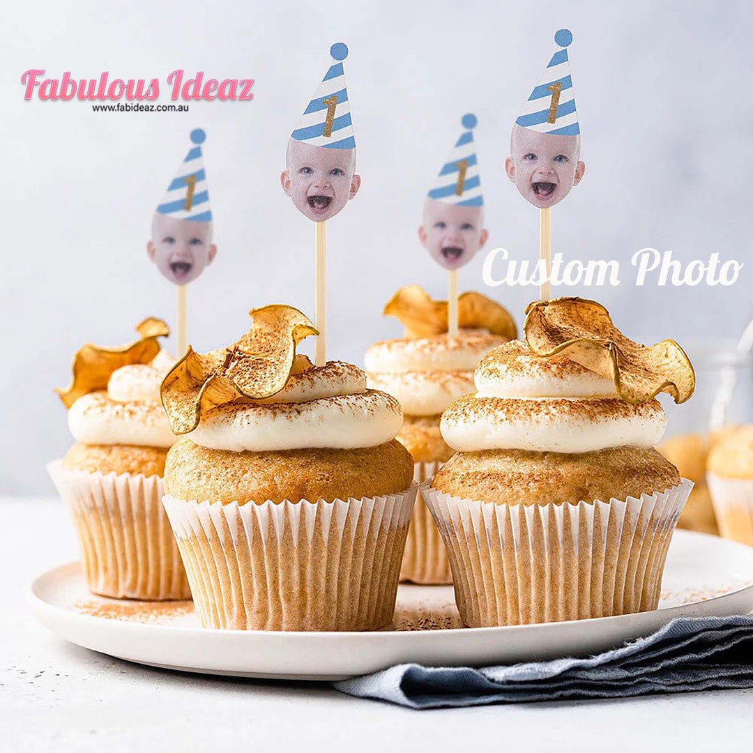 Personalized Face Photo Cupcake Toppers for Birthday Party Decorations ...