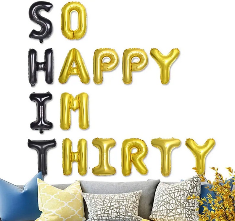 30th Birthday Party Letter Balloons so Happy Im Thirty - Etsy