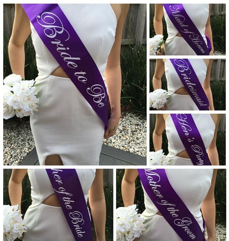 PURPLE Hens Sash - Hen Sash - Bride to Be Sash - Bridal Shower ...