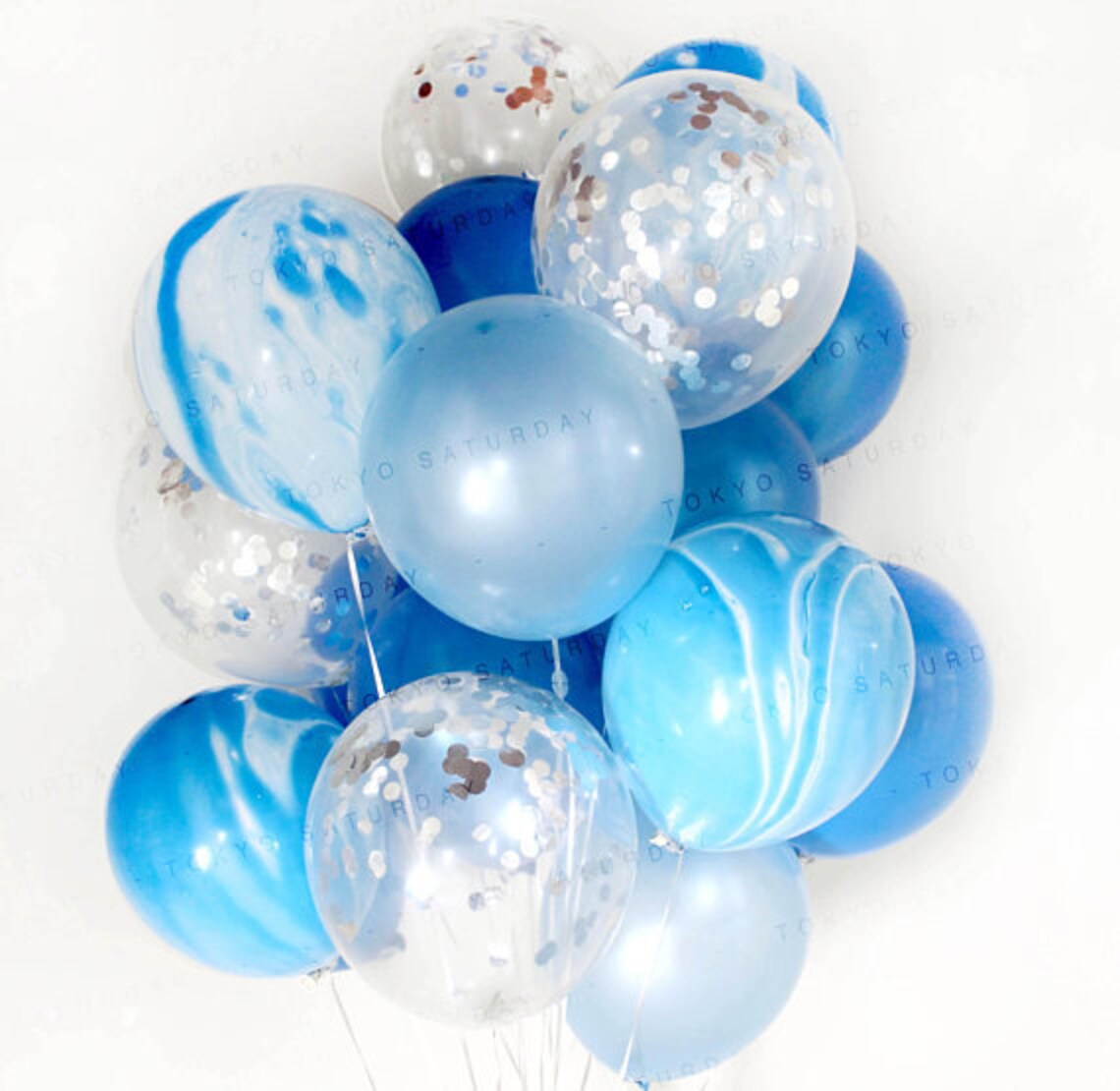 Blue Silver Marble Balloons Set 20 Pack // Silver Confetti - Etsy Australia