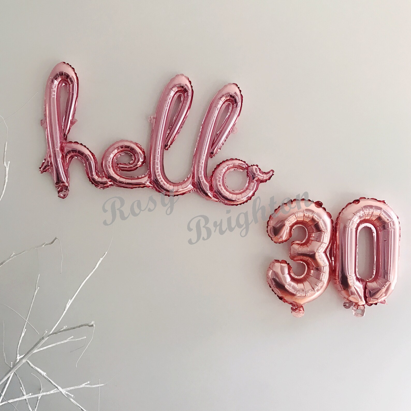 Hello 30th Rose Gold Birthday Pack 30 Thirtieth Garland Balloons ...