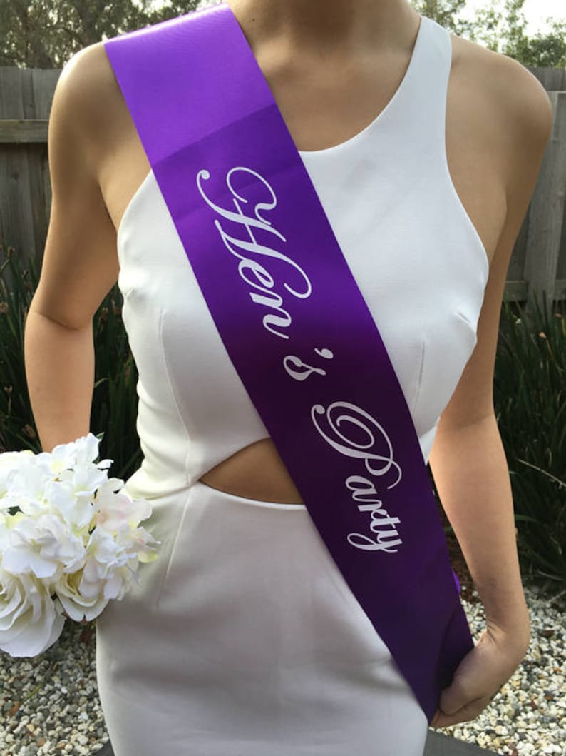 PURPLE Hens Sash - Hen Sash - Bride to Be Sash - Bridal Shower ...