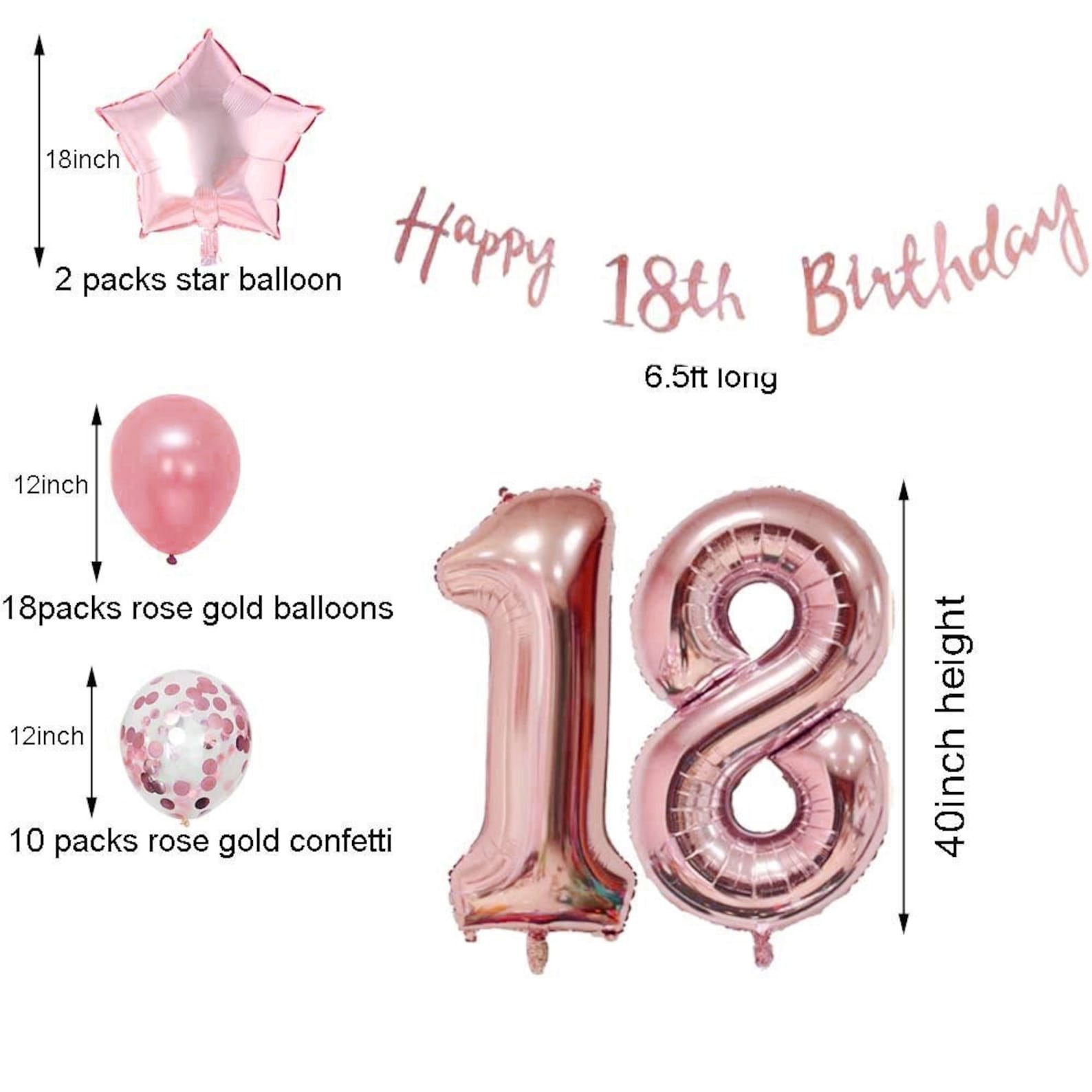 Ultimate 18th Rose Gold Eighteenth // Birthday Pack 18 Garland Balloons ...
