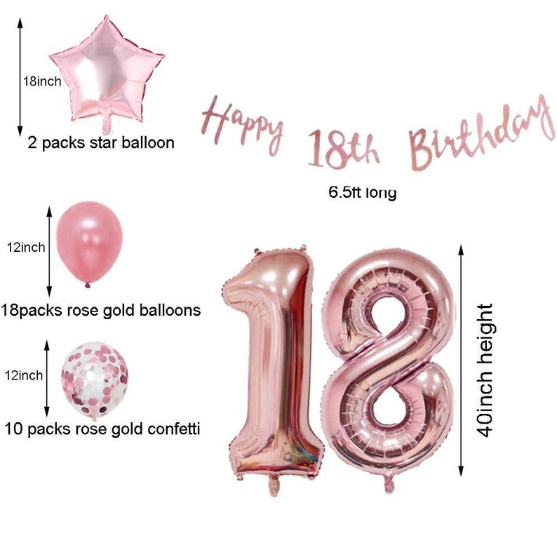 Ultimate 18th Rose Gold Eighteenth // Birthday Pack 18 Garland Balloons ...