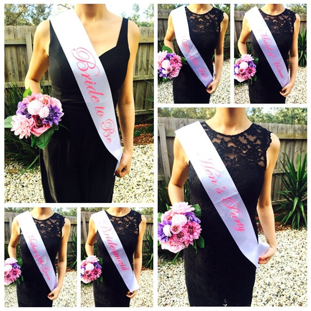 Pink on White Hens Sash - Hen Sash - Bride to Be Sash - Bridal Shower ...