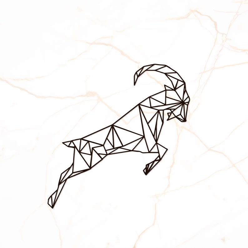 Metal Wall Art Geometric Goat Animal Steel Home Decor Signs | Etsy