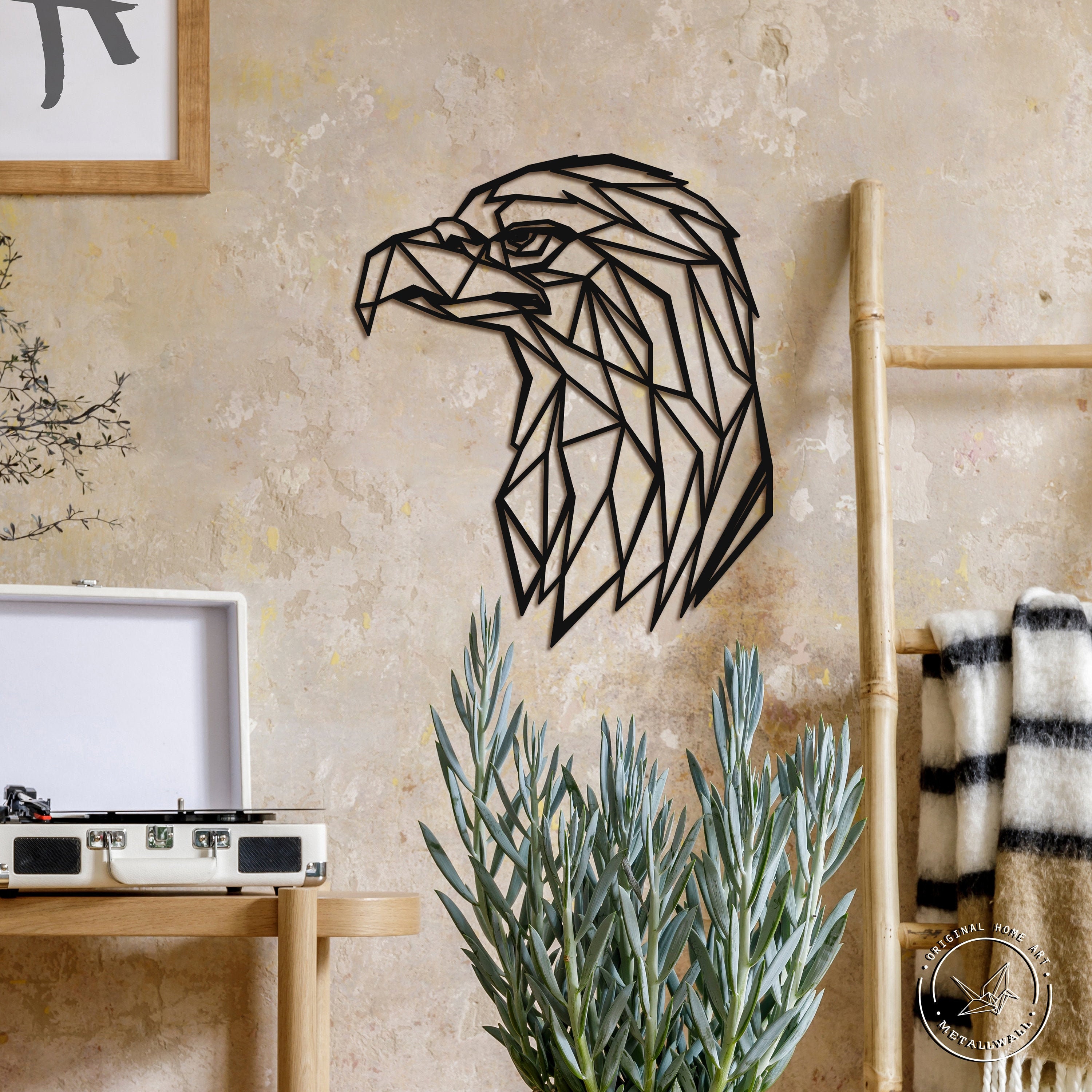 Geometric Hawk metal wall art Animal sign home decor wall art | Etsy