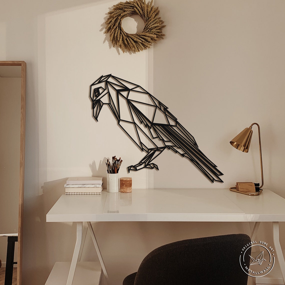 Geometric metal wall art Raven Crow Home Decor Interior sign | Etsy