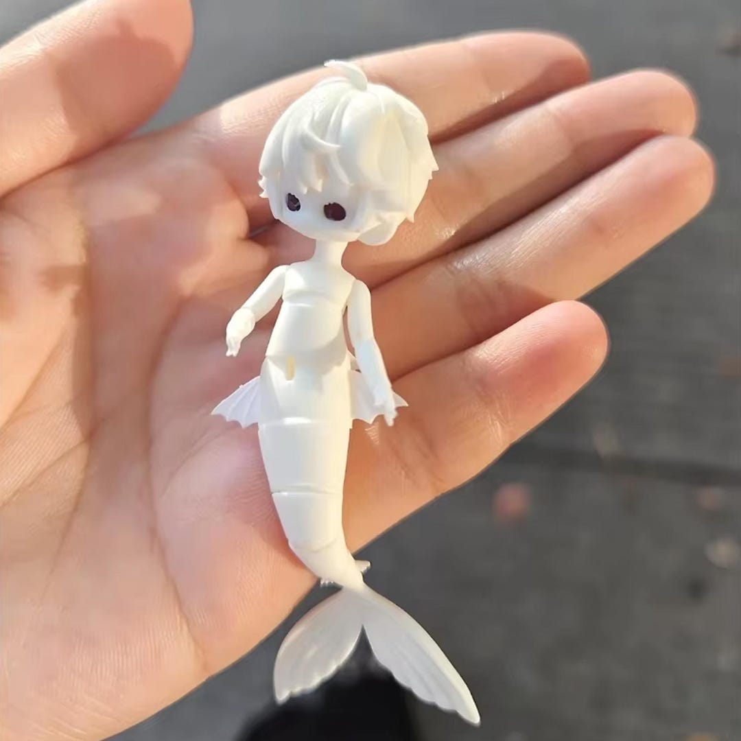 Tiny Mermaid Doll 3D Print Resin Miniature Doll 8cm Ball Jointed Doll ...