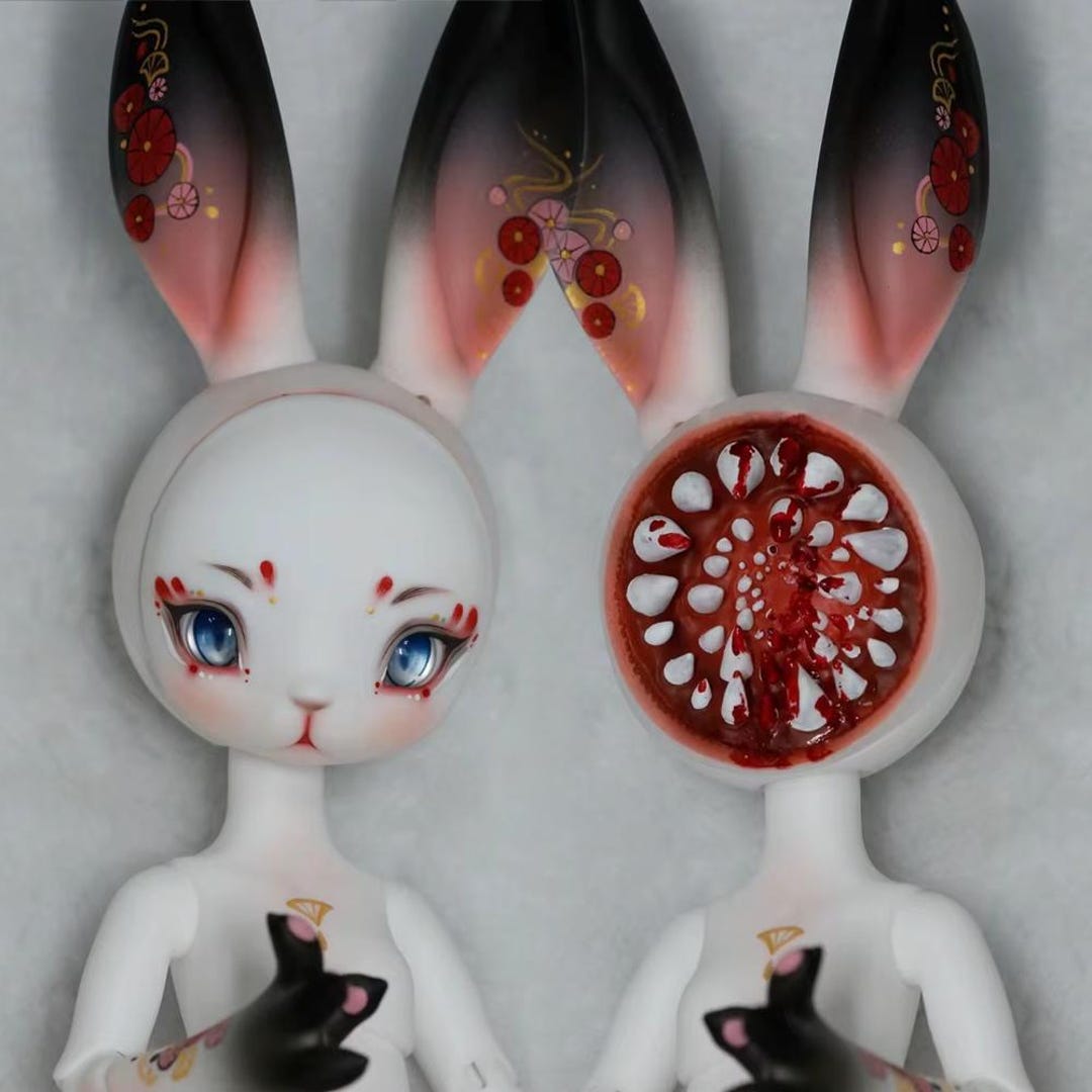 Rabbit 1/6 Bjd Doll Double Headed Animal BJD Mask Rabbit Resin Fashion ...