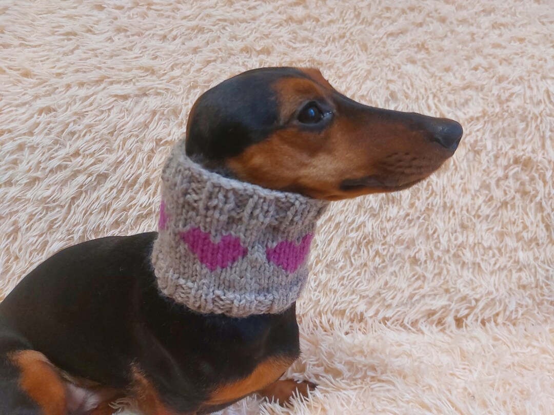 Wool Snood Scarf Collar With Hearts for Dog, Warm Dog Neck Wool Snood ...