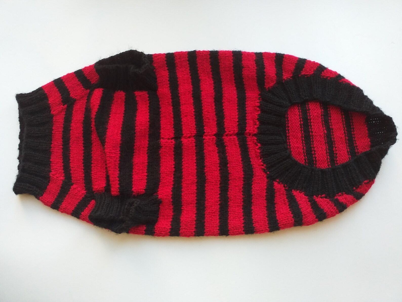 Red With Black Stripes Dog Knitted Sweater Clothes for - Etsy