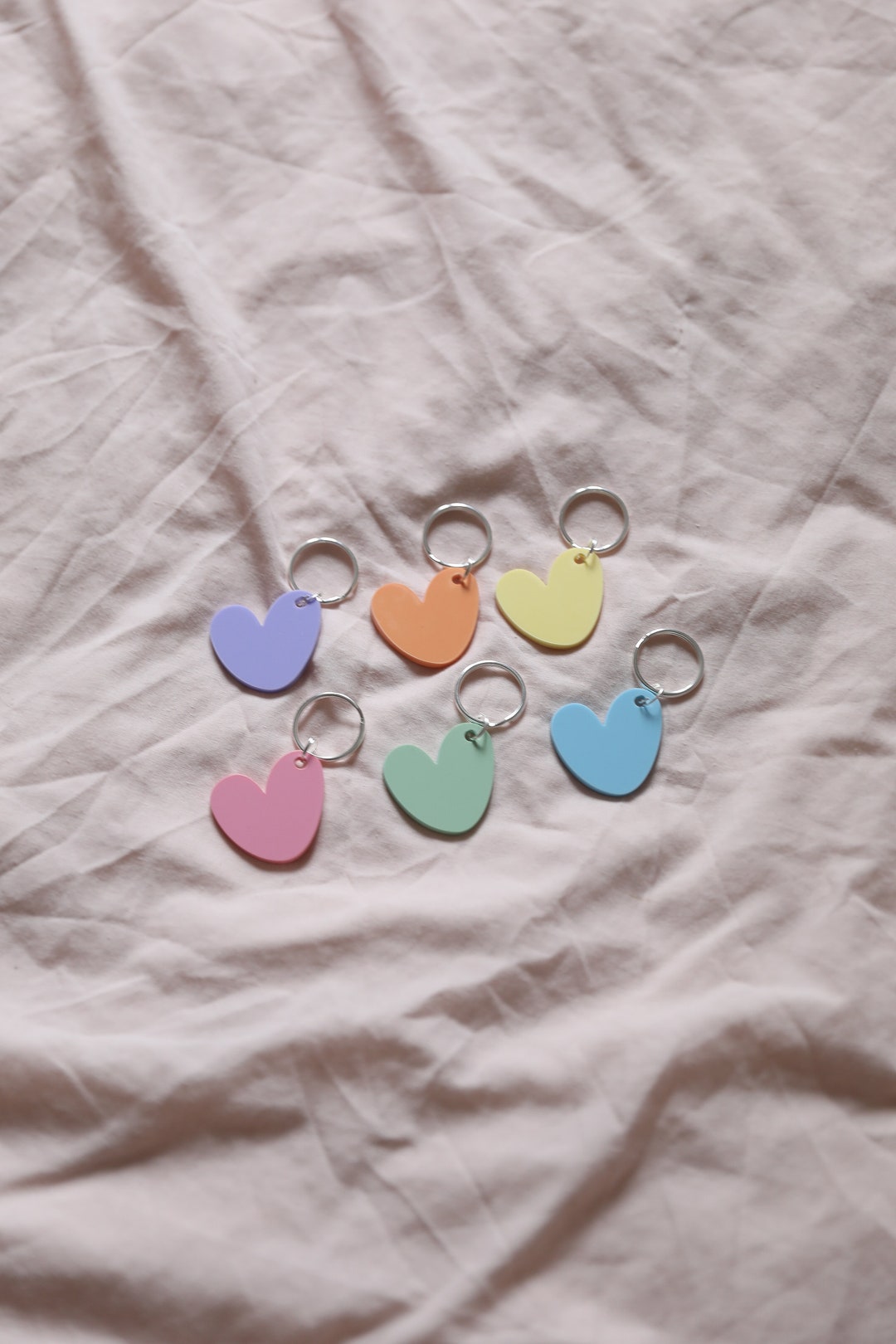 Pastel Heart Keyring - Etsy