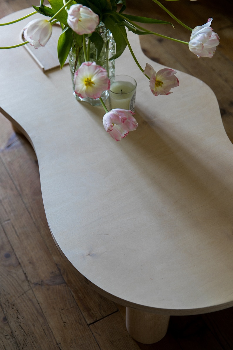 Wooden Coffee Table With Organic Shape and Pretty Curves HARICOT - Etsy