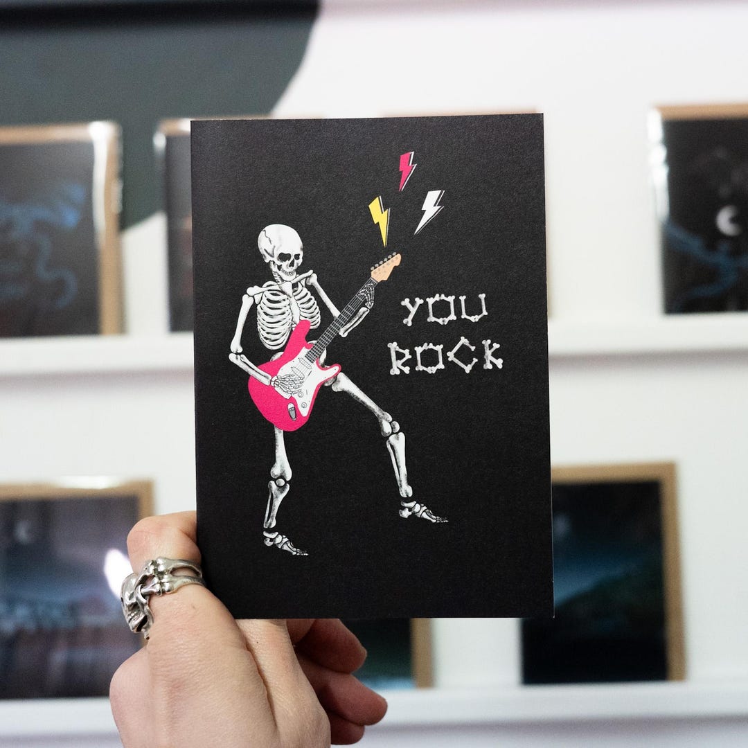 You Rock Skeleton Gothic Greetings Card - Etsy