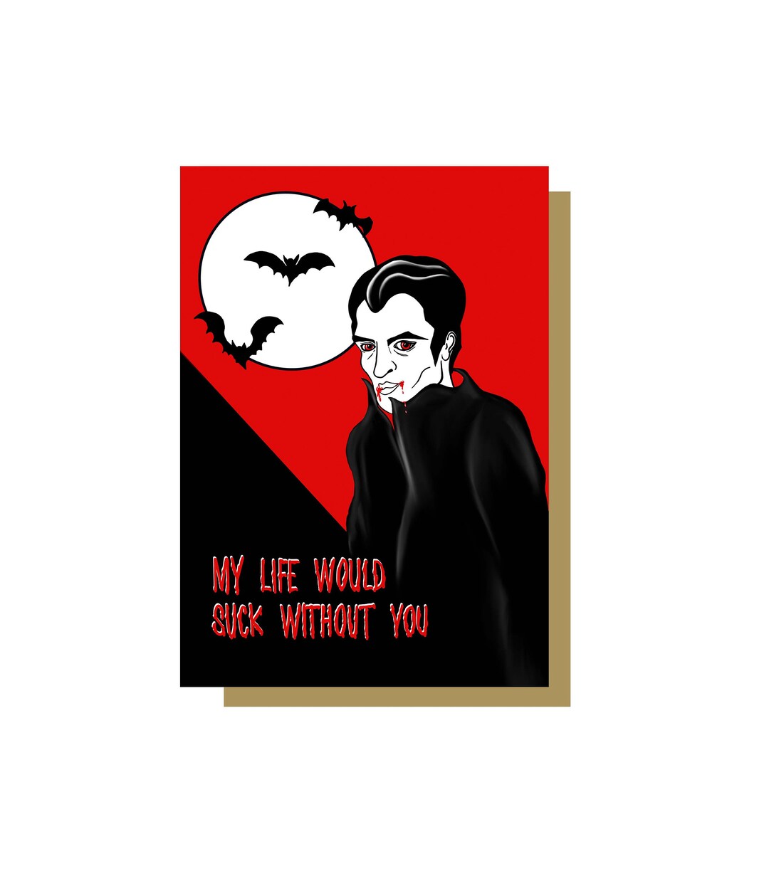 Romantic Vampire Gothic Greetings Card Valentines, Anniversary, Goth ...