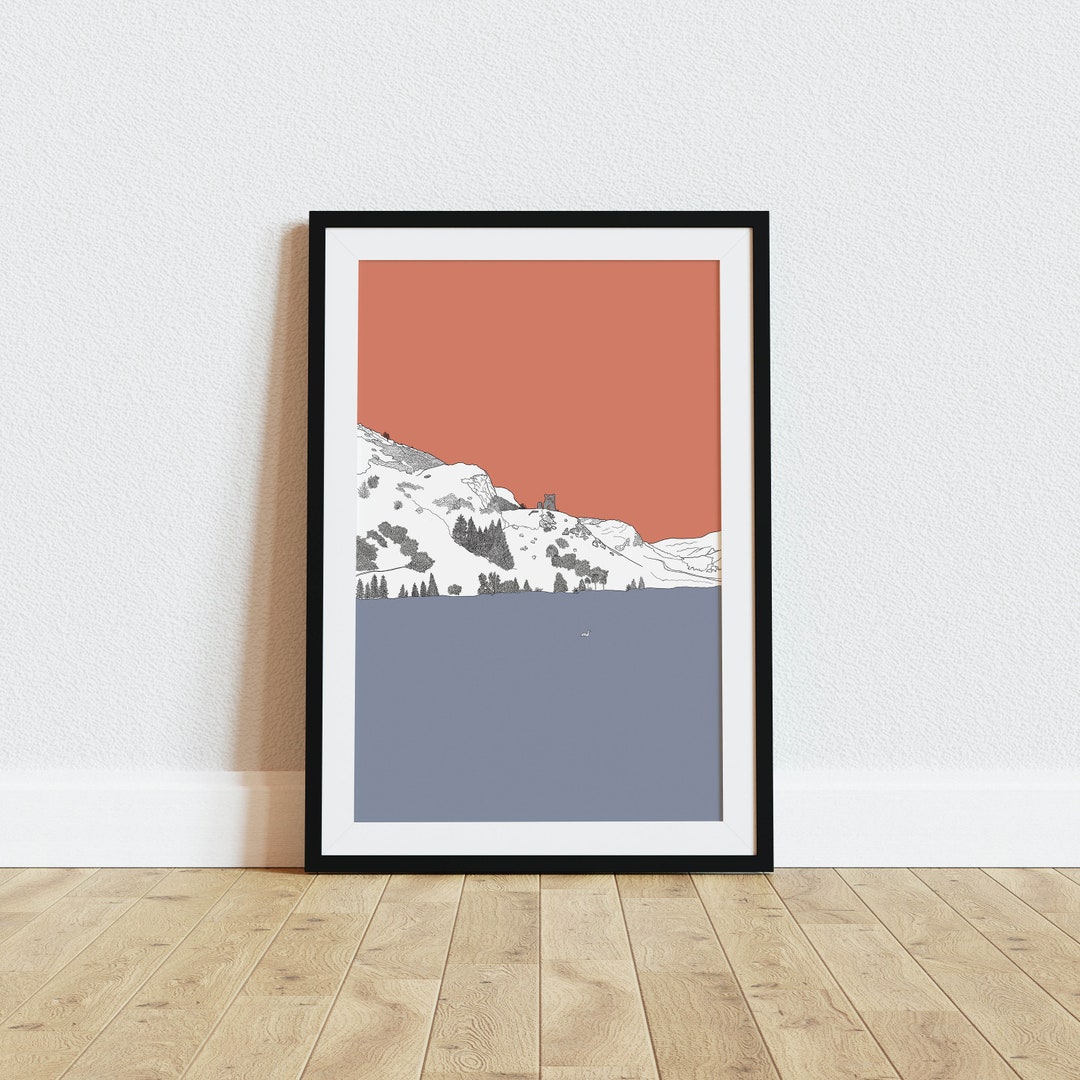 St Margaret's Loch Arthurs Seat Art Print Block Colour - Etsy