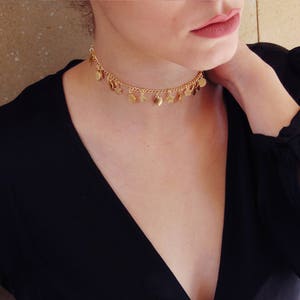 Dangle Star Choker Necklace, Dainty Heart Layered Necklace, One of a ...