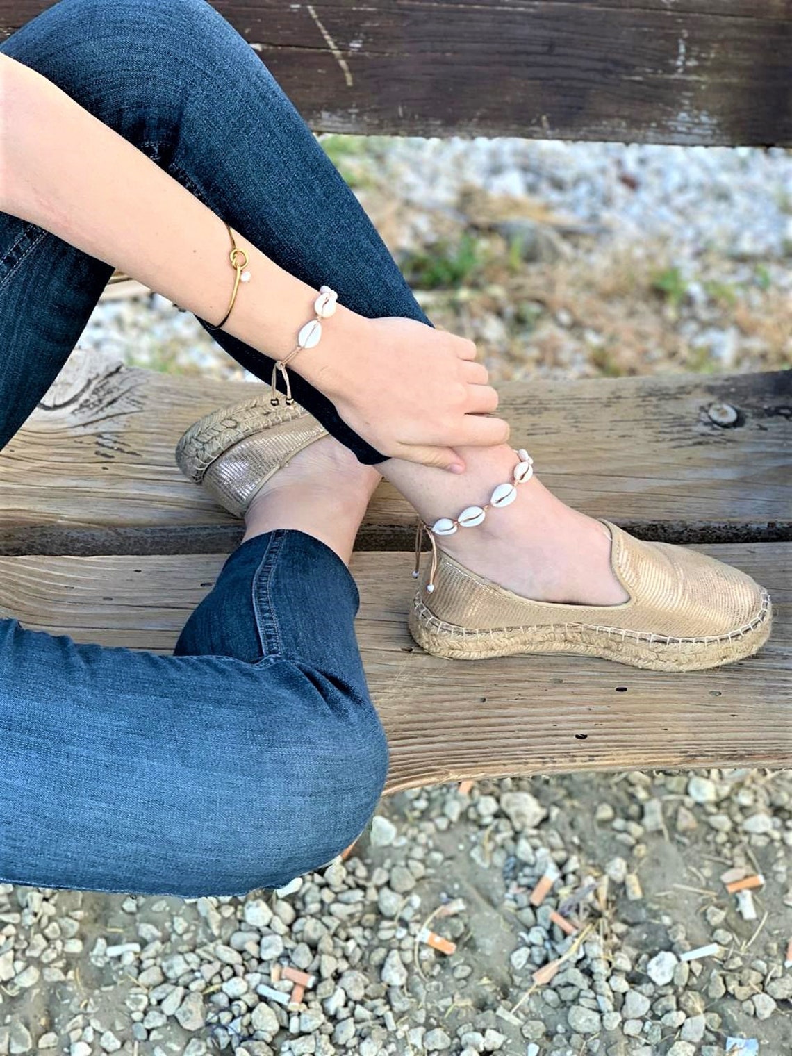 White Cowrie Shell Anklet Adjustable Tropical Anklet Summer - Etsy