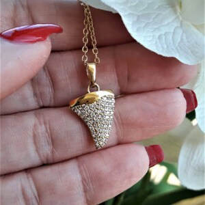 Turquoise Paperclip Chain Necklace, Shark Tooth Gold Necklace, Half ...