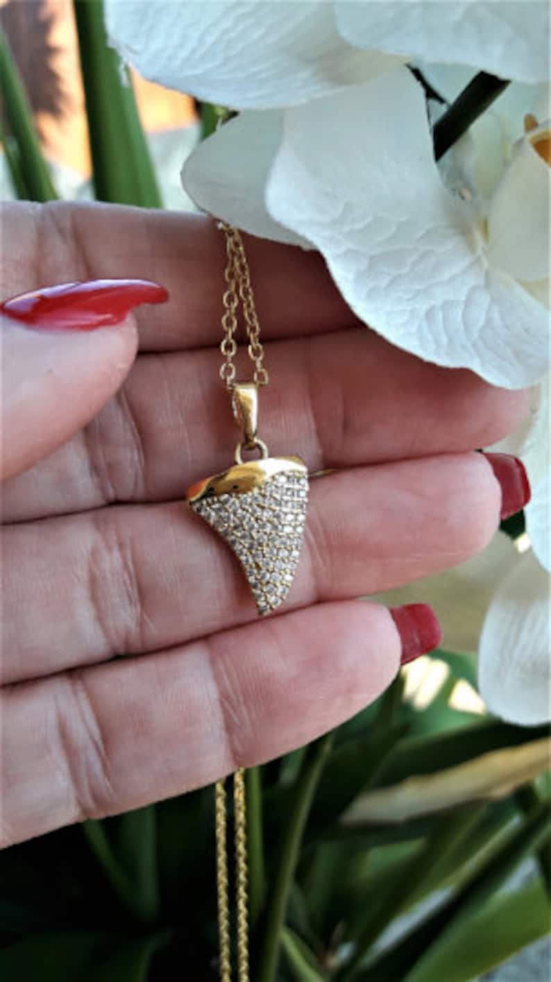 Turquoise Paperclip Chain Necklace, Shark Tooth Gold Necklace, Half ...