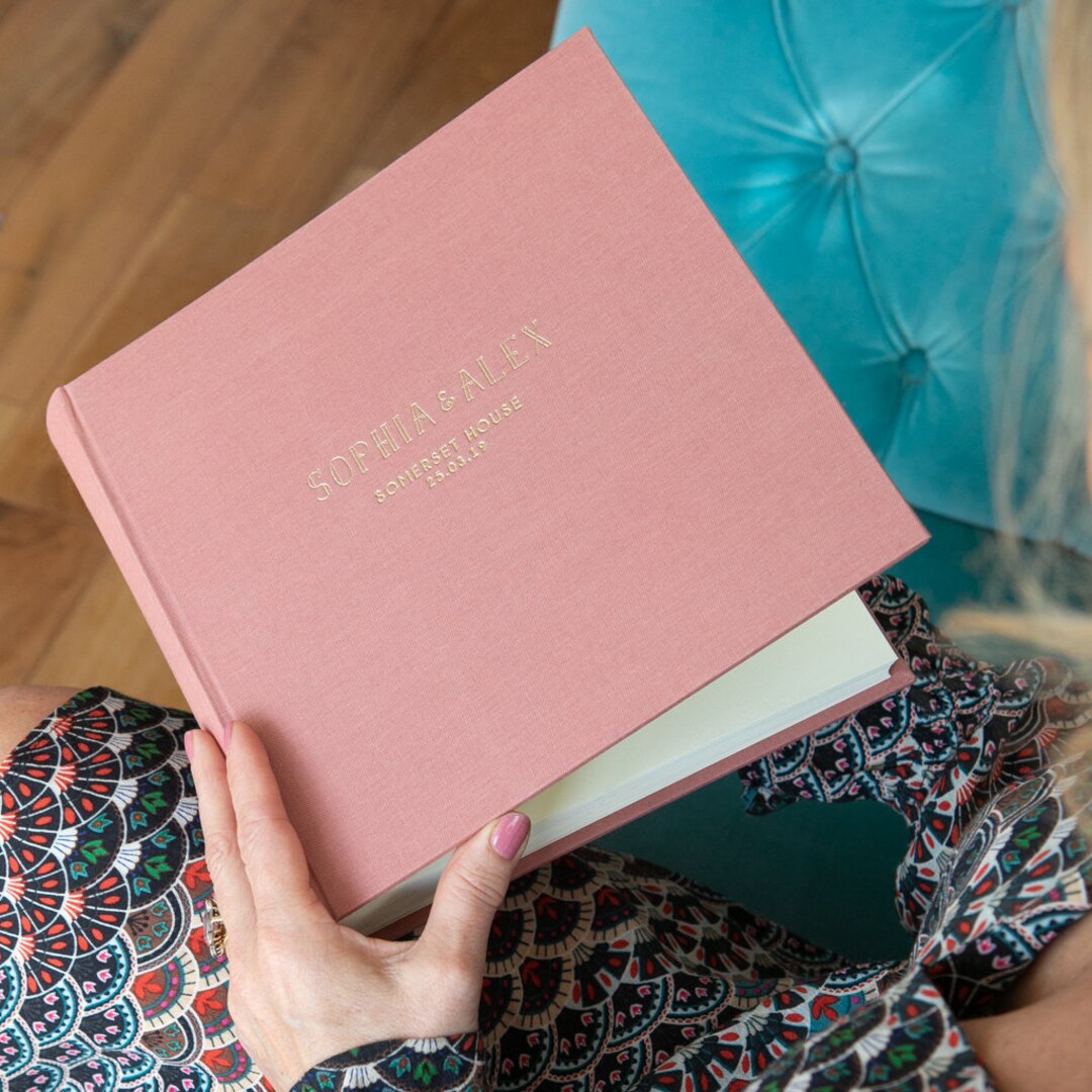 Large Wedding Guest Book Made From Linen Personailsed With a ...