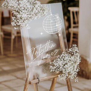 Disco Ball Wedding Welcome Sign - Glitter Ball Signage for Personalized ...