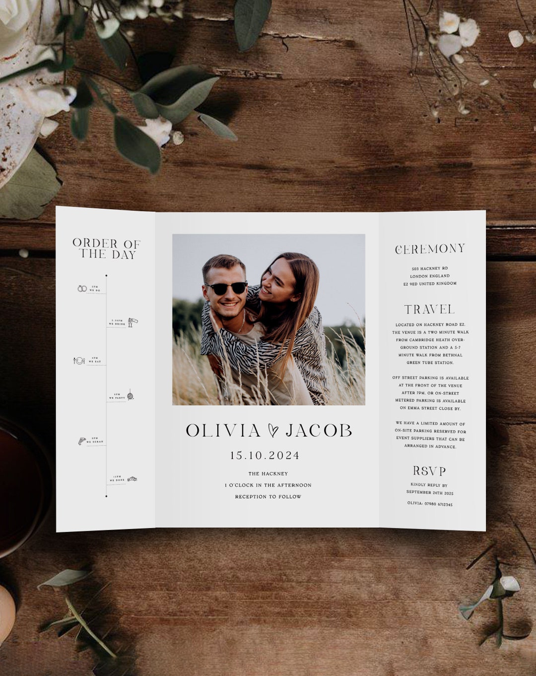 Wedding Photo Invitation, Trifold Wedding Invitation, Modern Wedding ...